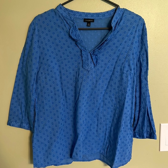 Talbots | Tops | Talbots Sky Blue Embroidered Blouse | Poshmark
